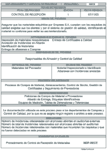 Ficha del proceso "Control de Recepción"ISO 9001 calidad. Sistemas de Gestión de Calidad según ...